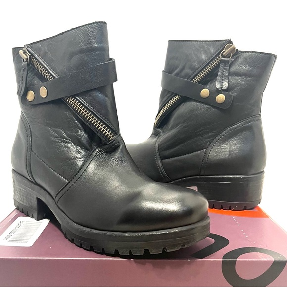 Bueno | Shoes | Bueno Fast Black Leather Block Heel Boots 4us 15 | Poshmark